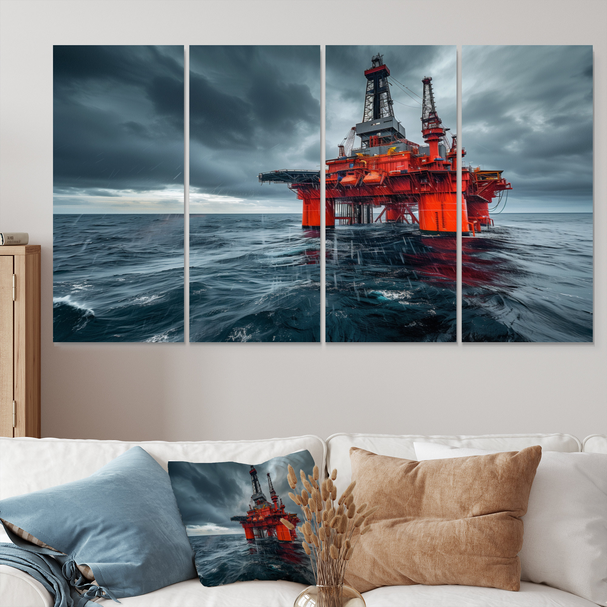 Highland Dunes Red Grey Winter Drilling Dynamics Oil Rig - Oil Rigs ...