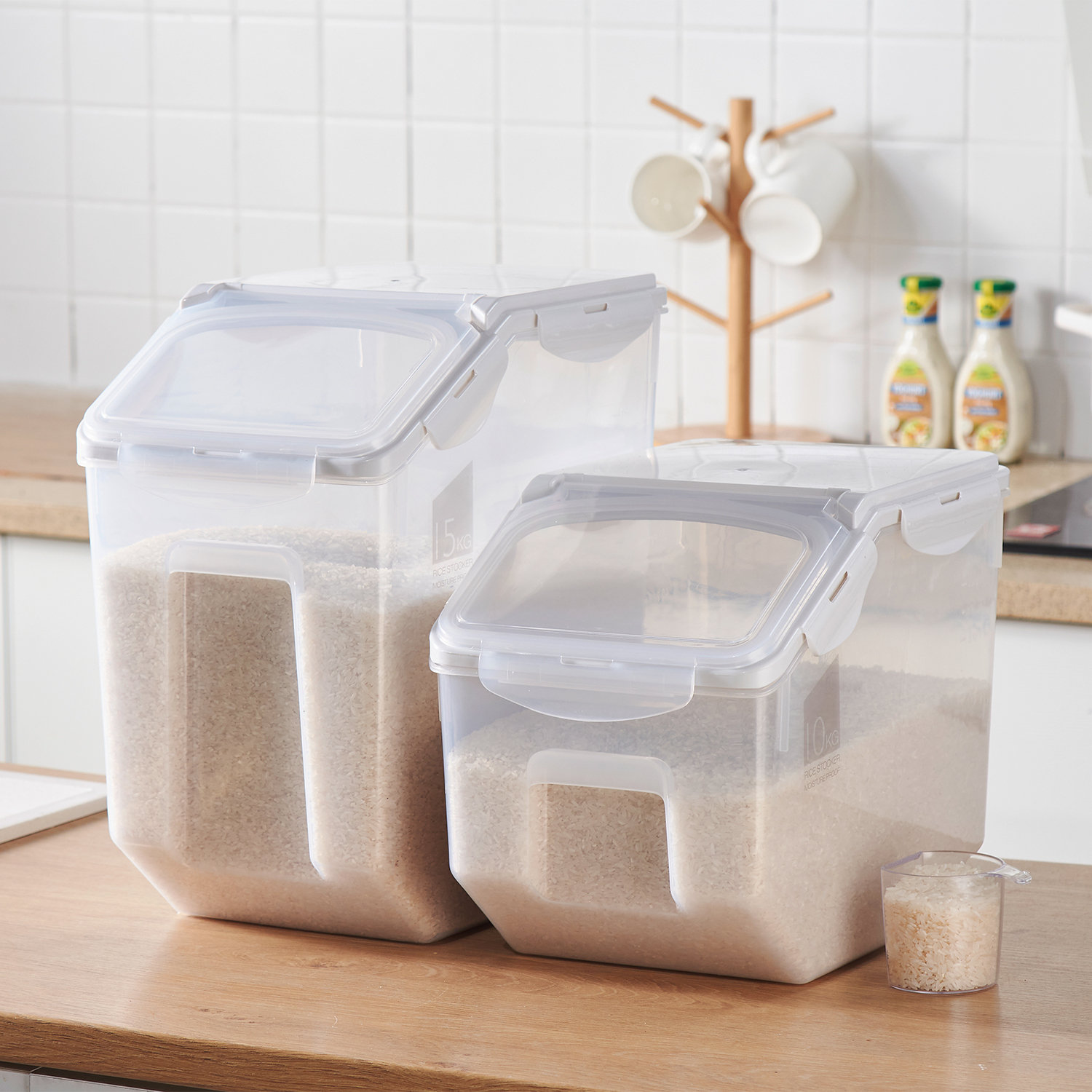 Prep & Savour 20 LB Rice Storage Container with Measuring Cup, BPA free ...