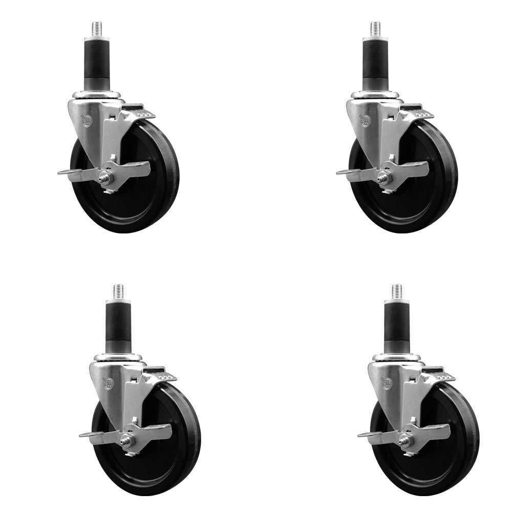 Service Caster Phenolic Swivel 1-1/4 Inch Expanding Stem Caster Set ...