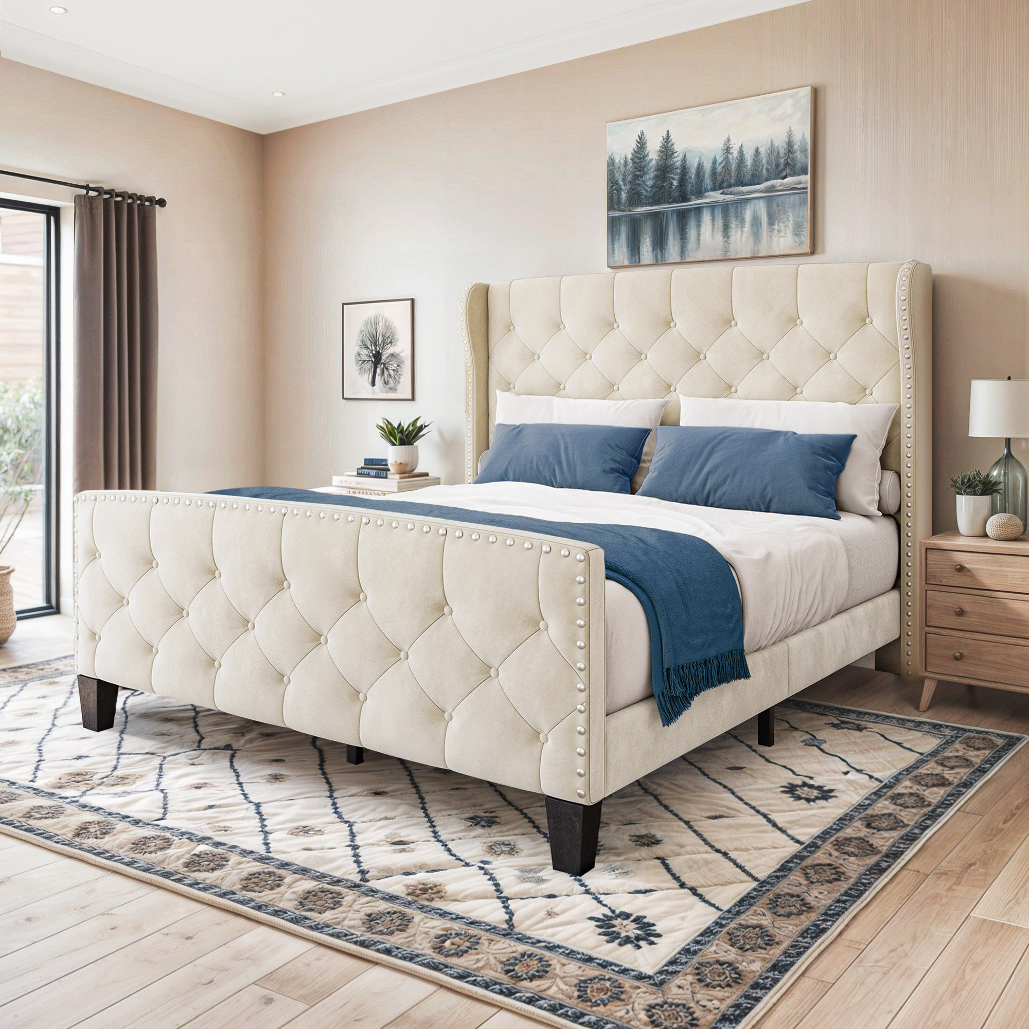 Latitude Run® Stutman Upholstered Wingback Bed | Wayfair