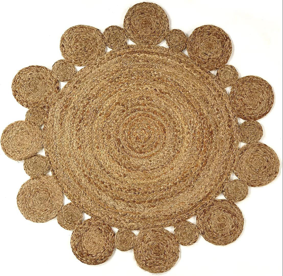 Highland Dunes Natural Round Handwoven Jute Rug - Soft Jute Rug Indoor ...