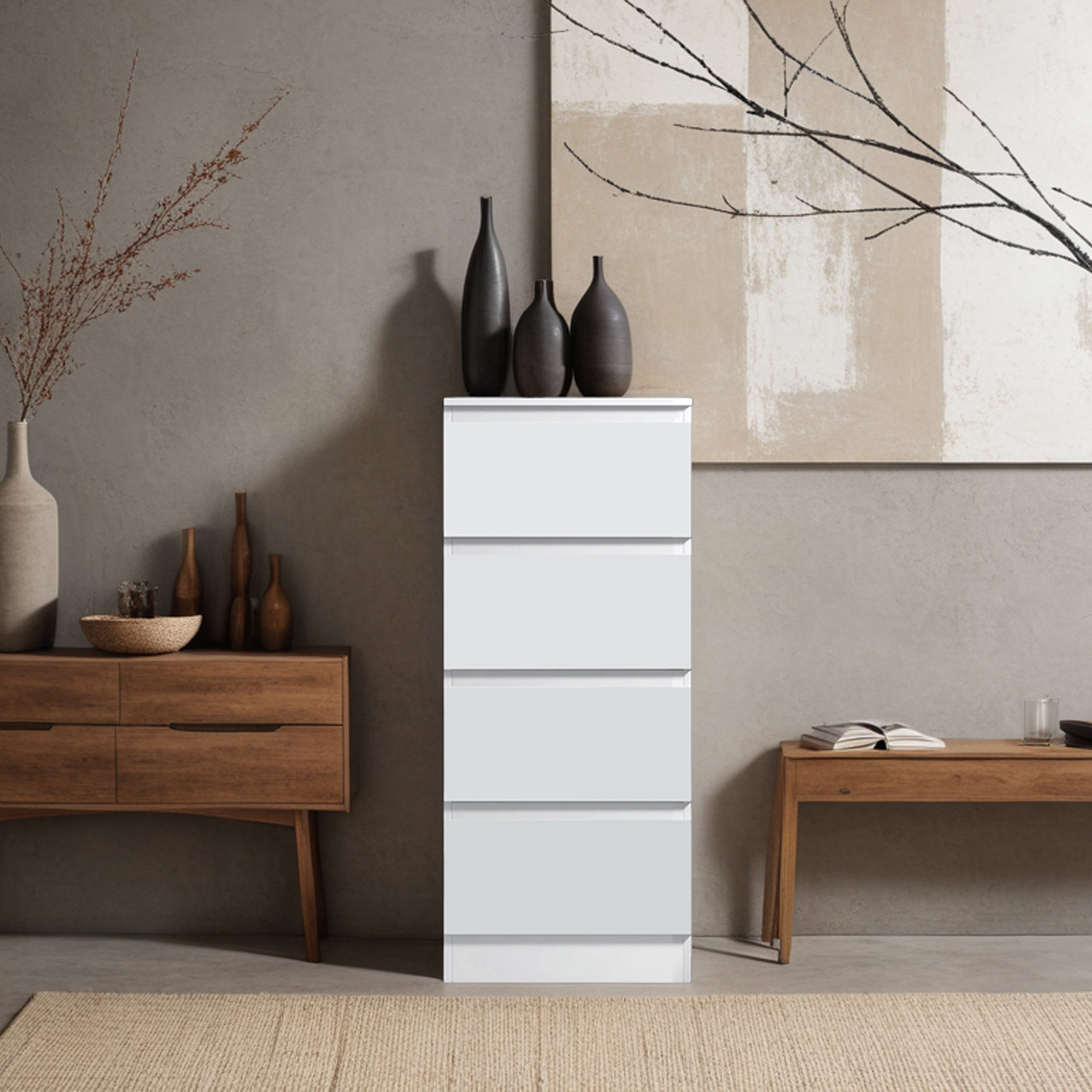 17 Stories FWStyle Stora 4 Drawer Chest of Drawers - Matt White ...