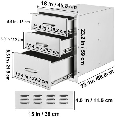 VEVOR 18'' Stainless Steel Drop In Drawers & Reviews | Wayfair