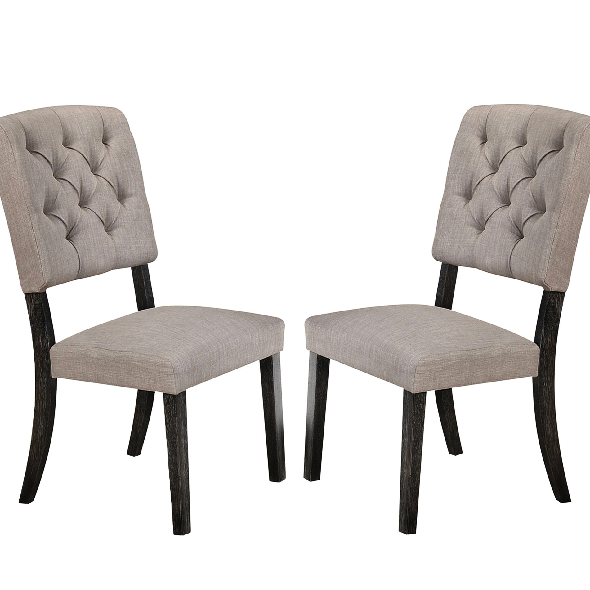 One Allium Way® Of 2 Antique Gray And Beige Fabric Padded Dining Chairs ...