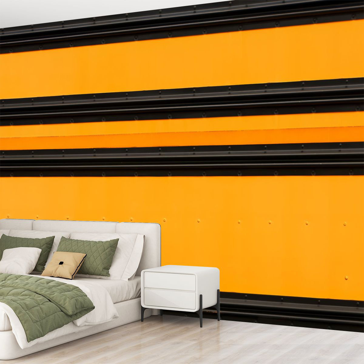 Latitude Run® Peel and Stick Canvas Wallpaper Wall Mural School Bus ...