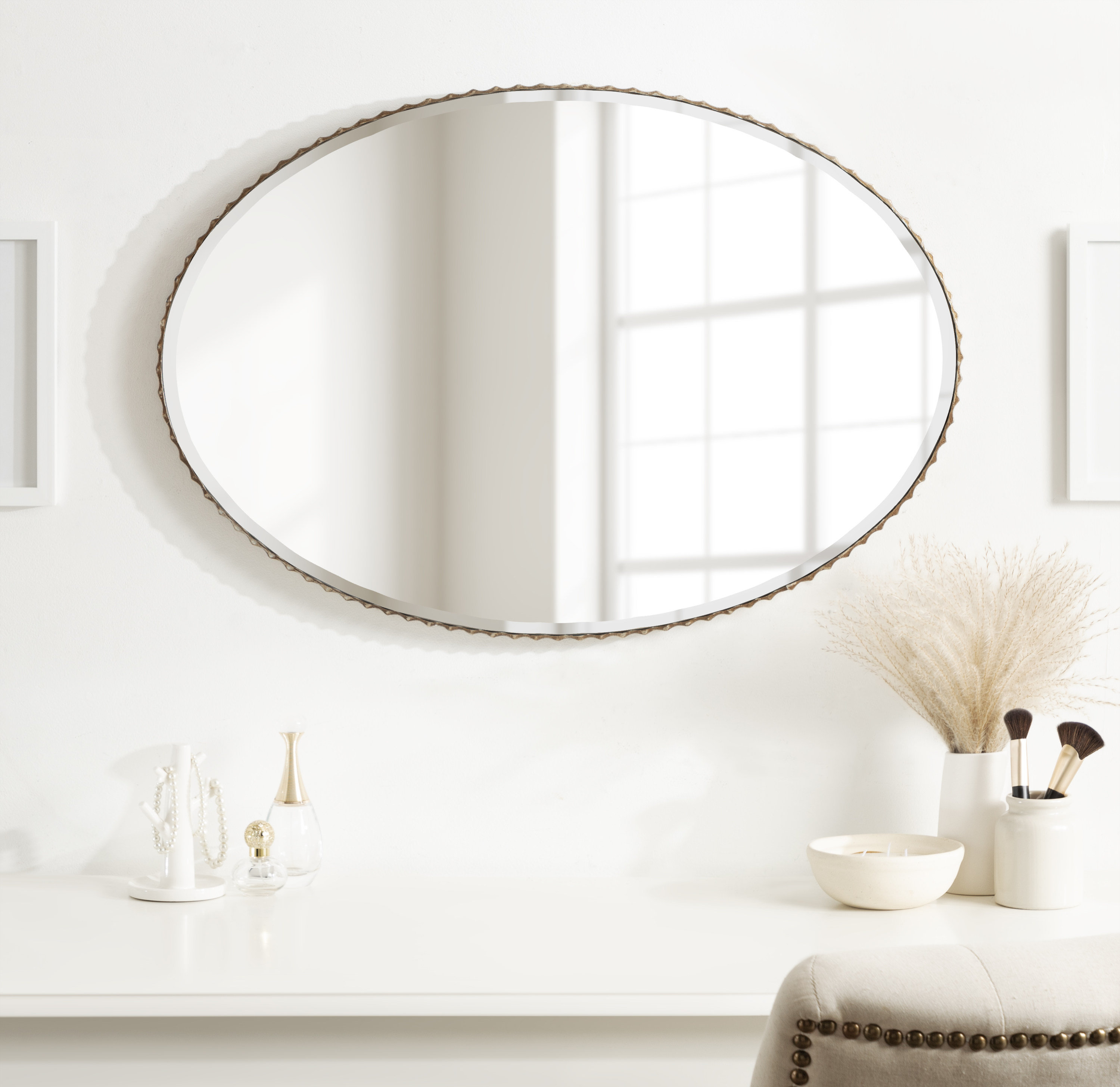 Lark Manor Anant Oval Fluted Wall Mirror | Wayfair