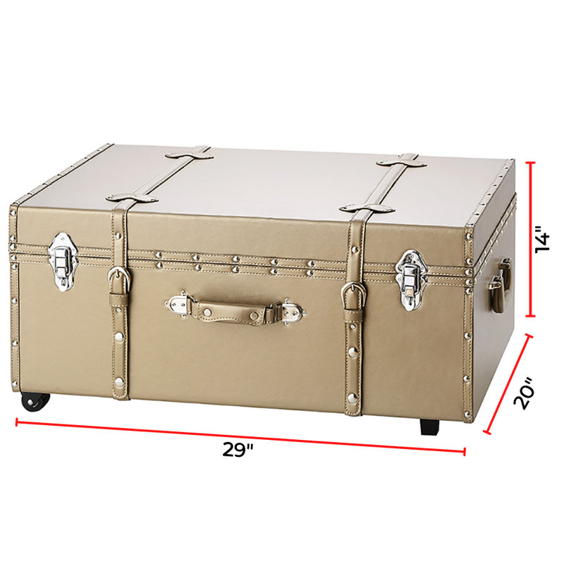 DormCo Texture Brand Designer Trunk with Wheels - Faux Leather ...