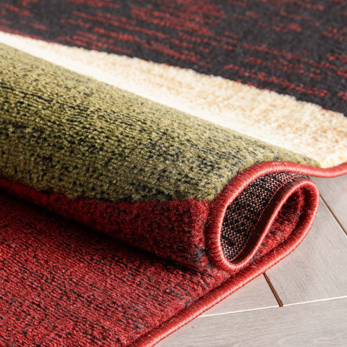 Ebern Designs Bingo Red Modern Geometric Rug & Reviews | Wayfair