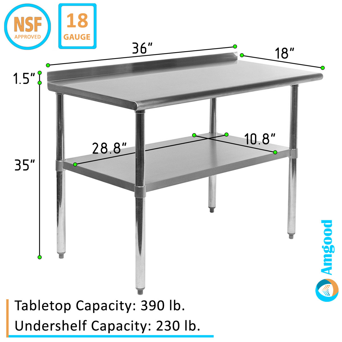 Amgood Stainless Steel Top Workbench & Reviews | Wayfair