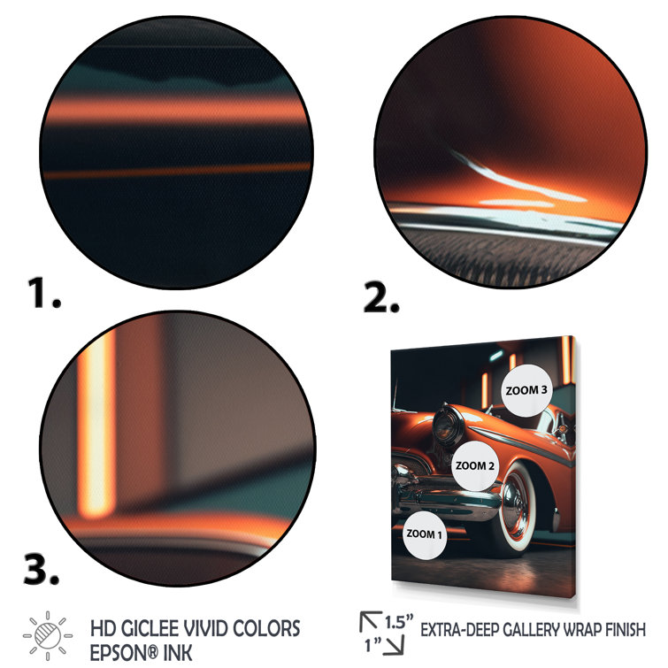 17 Stories Beautiful Vintage Car In Retro Colors I On Canvas 3 Pieces ...