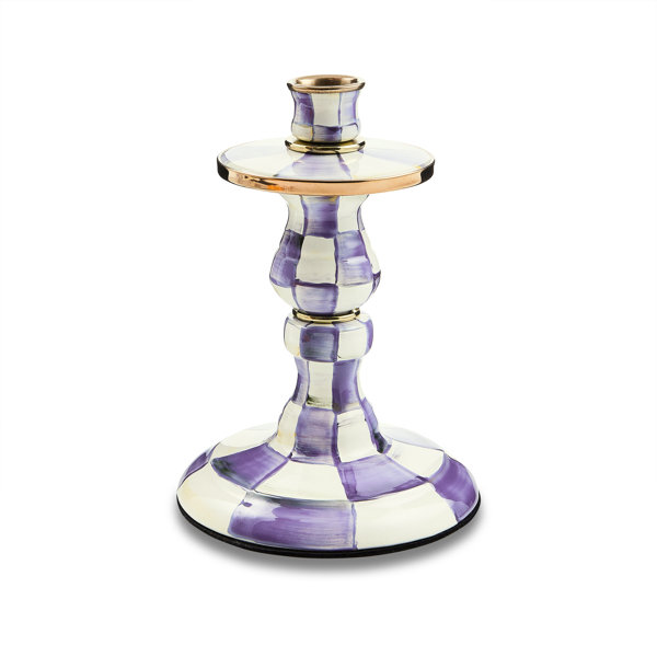 MacKenzie-Childs Violet Check Candlestick | Perigold