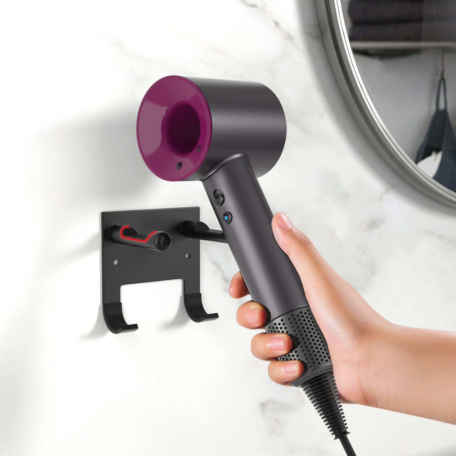 Rebrilliant Supersonic Hair Dryer Stand With 4 Accessory Loops And Cord ...