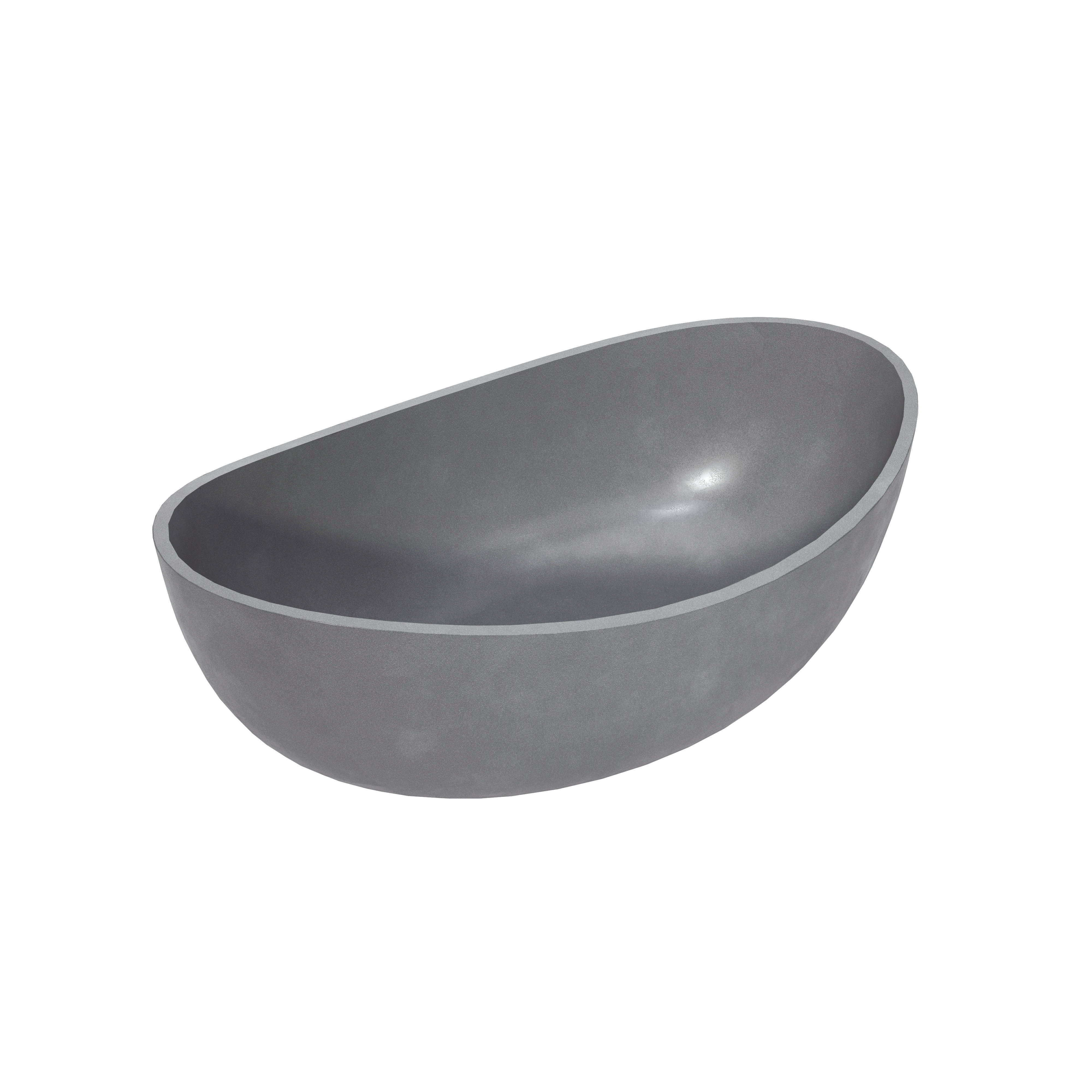 SJ STAR&JANE 63'' Freestanding Soaking Concrete Bathtub With Center Drain In Gray | Wayfair