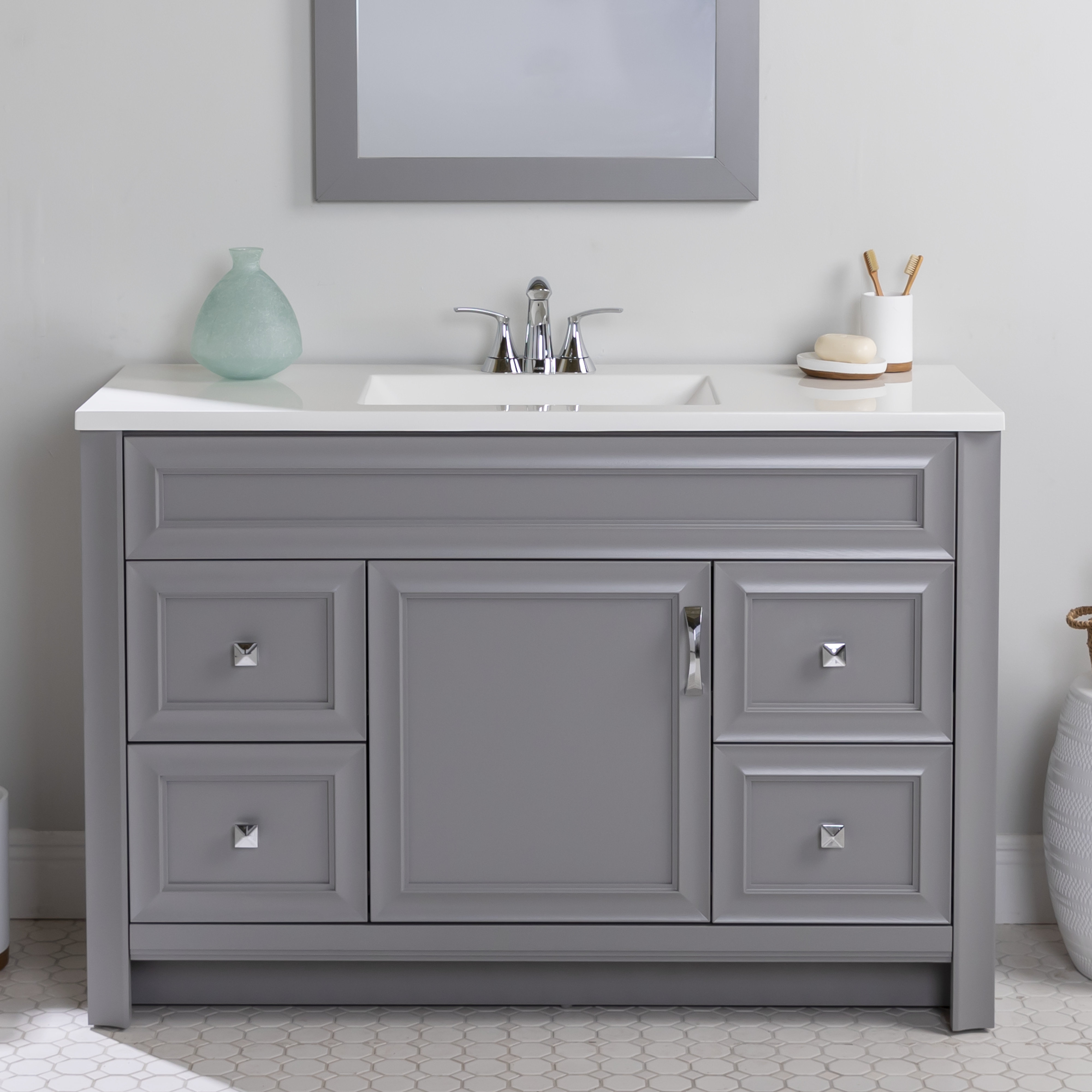 Spring Mill Cabinets Nimay 48.5'' Single Bathroom Vanity with Cultured ...