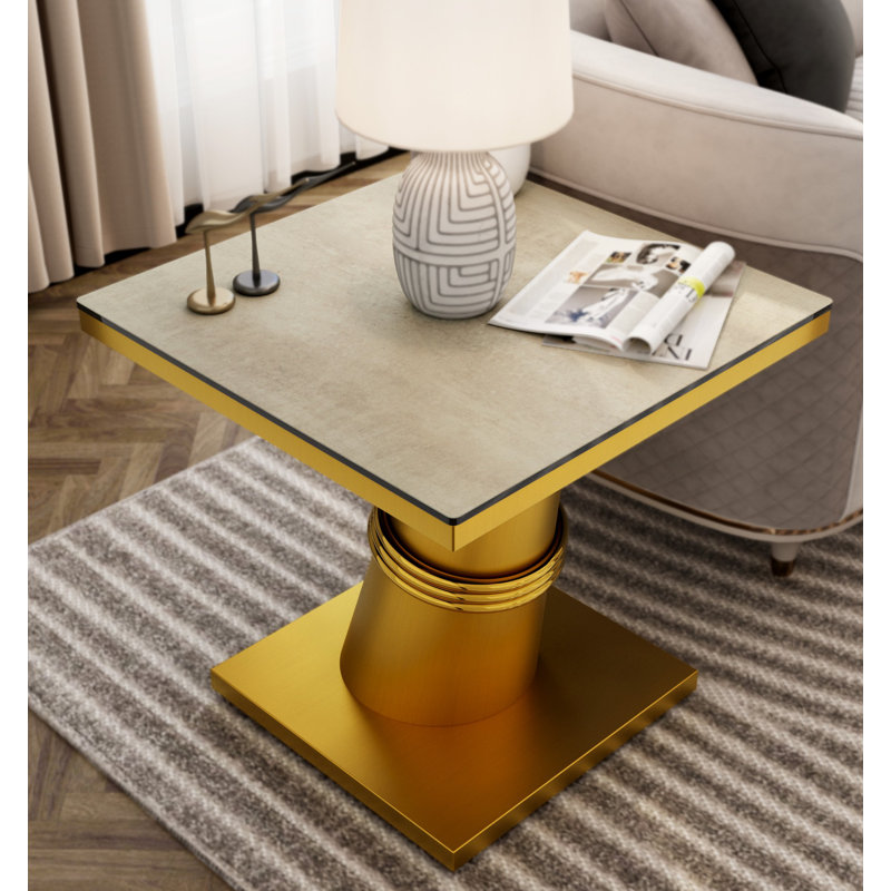 Mercer41 Gold Glass End Table | Wayfair