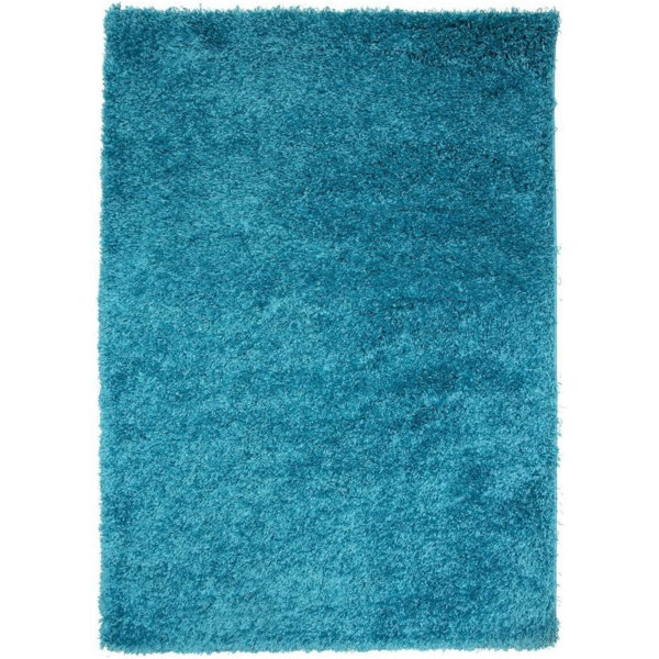 17 Stories Annie-Louise Solid Colour Machine Woven Teal Area Rug ...