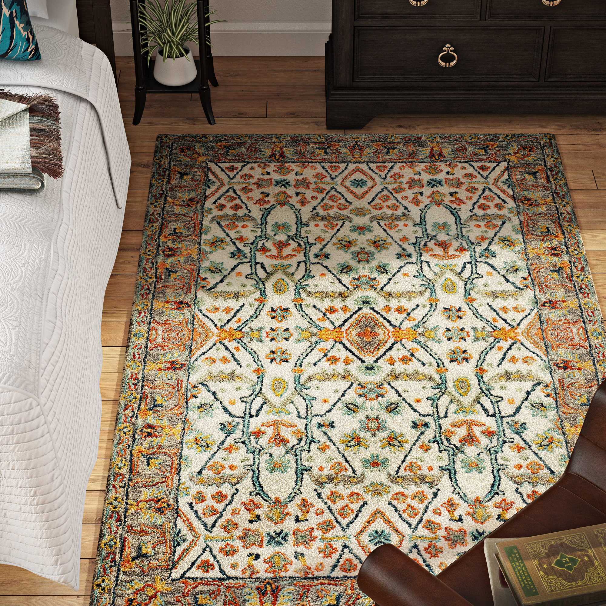 Bungalow Rose Vahakn Hand Tufted Wool/Cotton Rug in Blue/Ivory ...