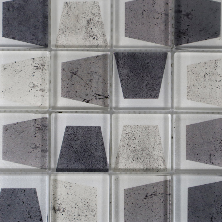 Symple Stuff Taourirt 12" x 12" Beveled Glass Grid Mosaic Wall Tile ...