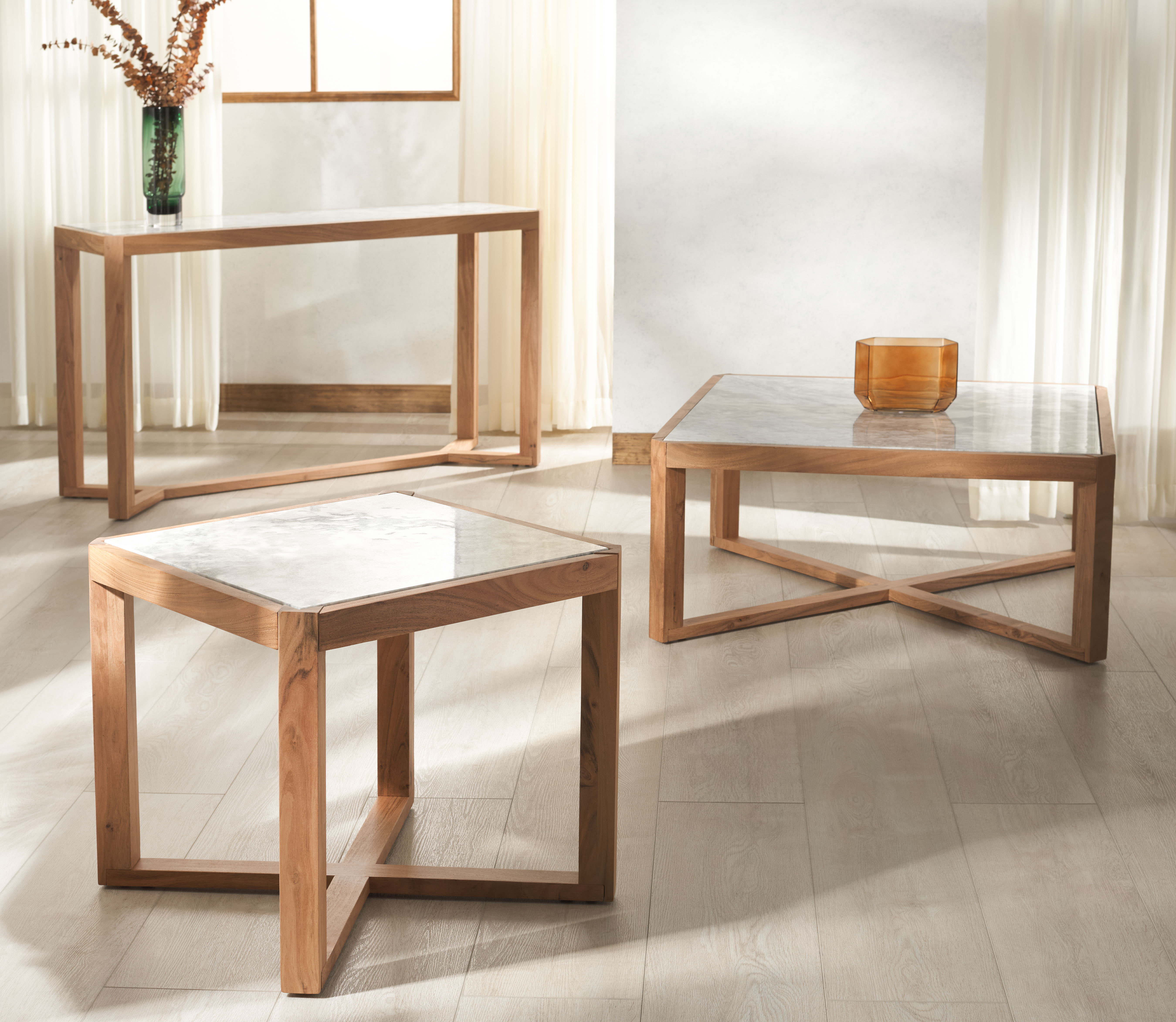 Hokku Designs 3 - Piece Marble Top Living Room Table Set | Wayfair
