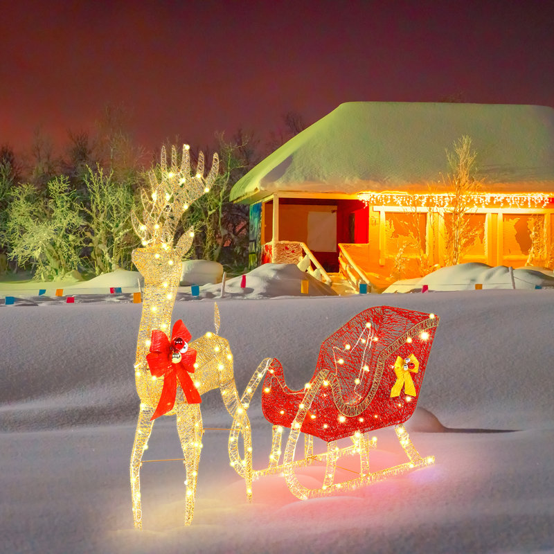 The Holiday Aisle® Tyringham Lighted Elk Deer Decoration Display ...