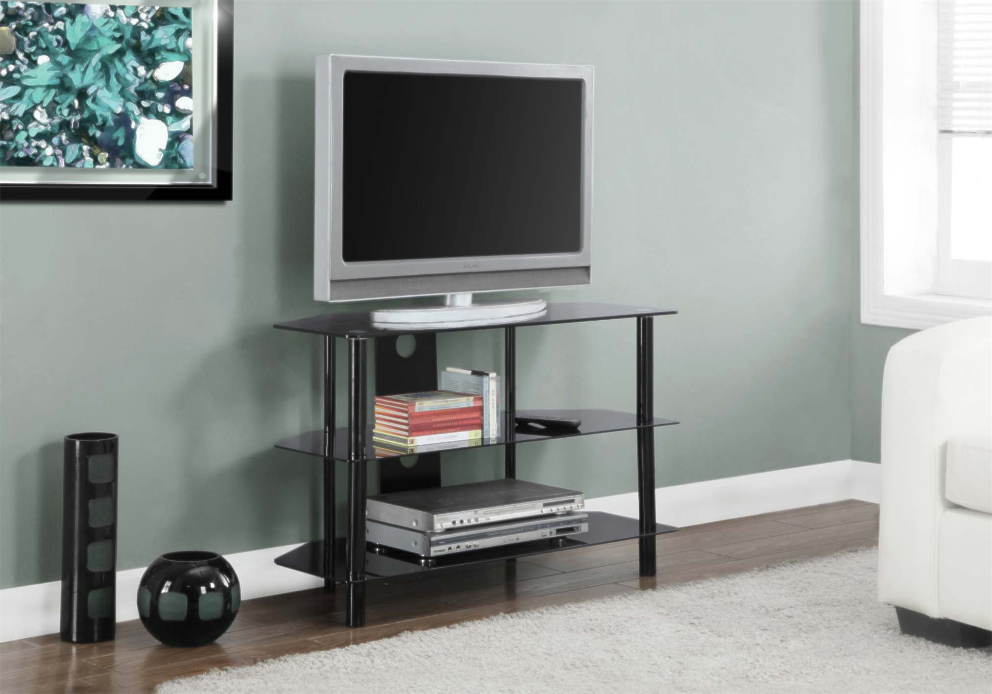 Ivy Bronx Modern 36 Inch Metal TV Stand, Ideal for Living Rooms and ...