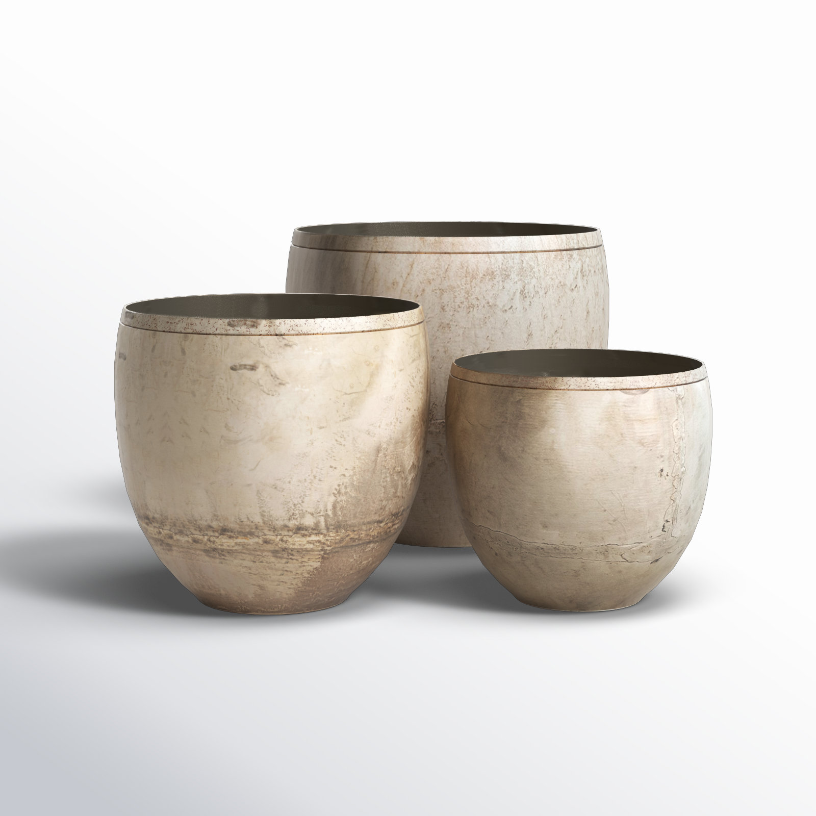 Joss & Main Cinderford Various Round Metal Planters with Distressed ...