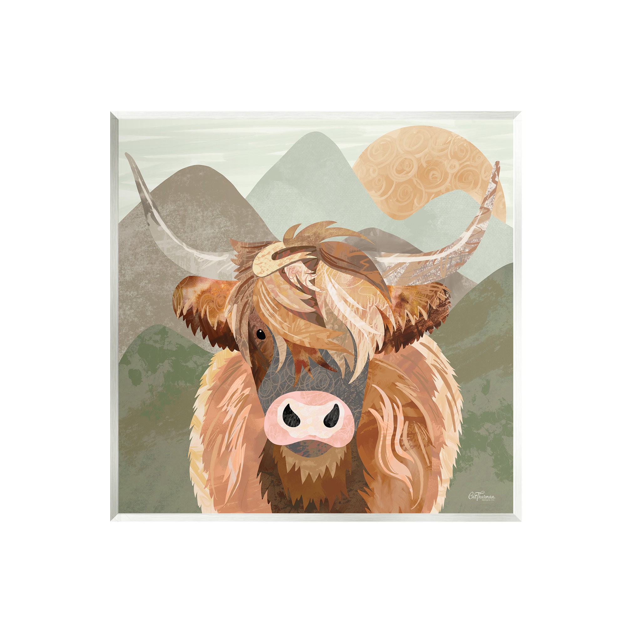 Stupell Industries Highland Cattle Landscape On MDF by Cat Thurman ...