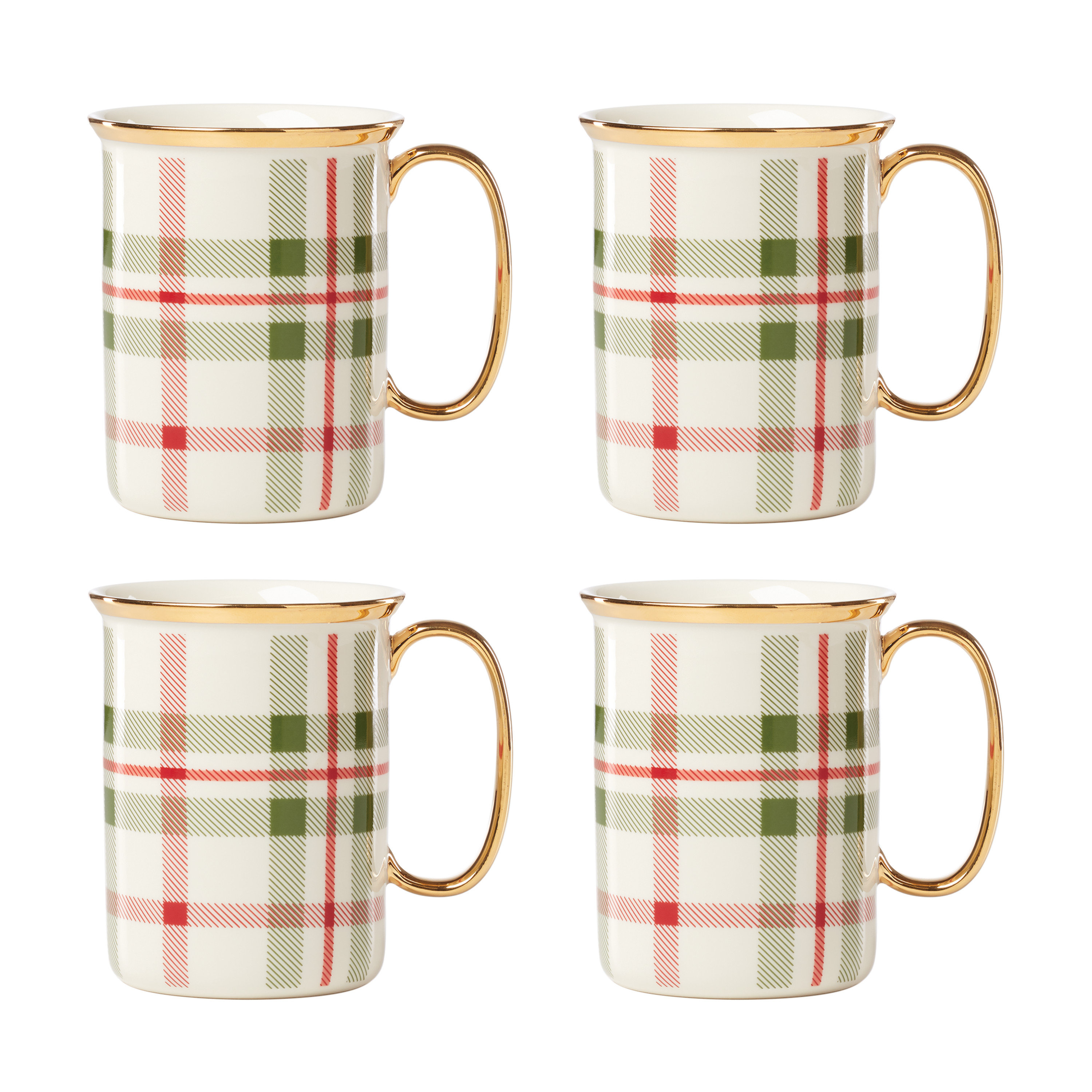Lenox Holiday Plaid Mugs, Set Of 4 | Perigold