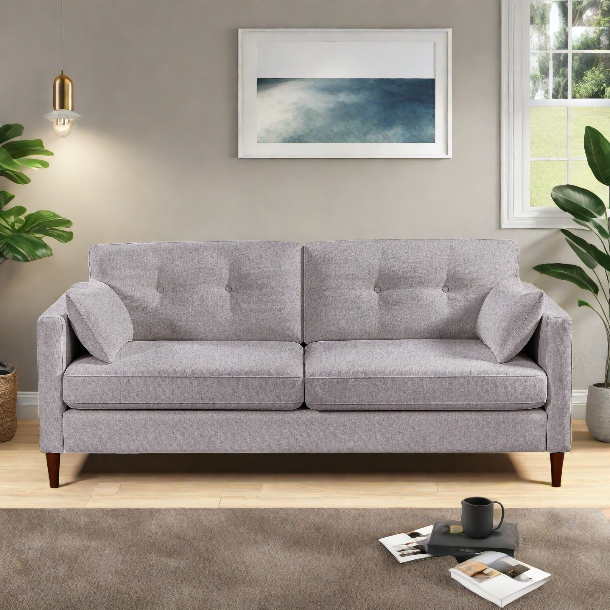 Latitude Run® 87.5" Multi-Man Polyester Linen Sofa, Couch For Living ...
