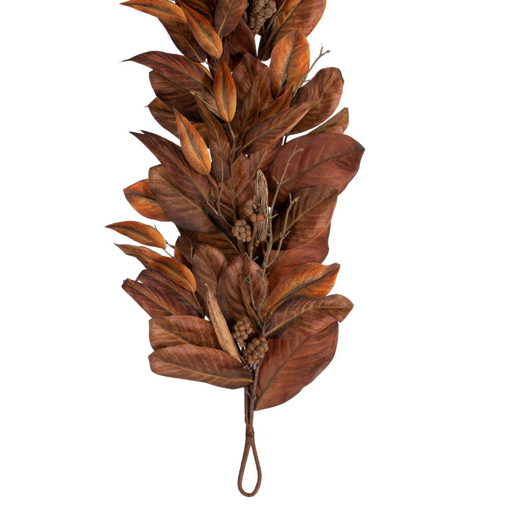 Primrue 72" Brown Magnolia Leaf Garland. It measures 72 by 9 inches ...