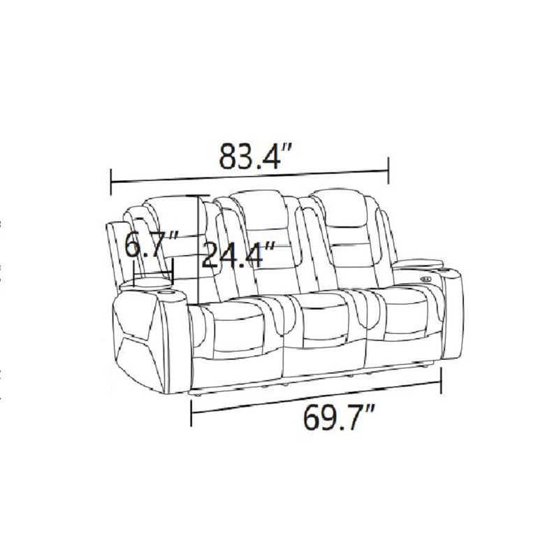 Latitude Run® 83.4" Breathing Leather Dual Power Living Room Reclining ...