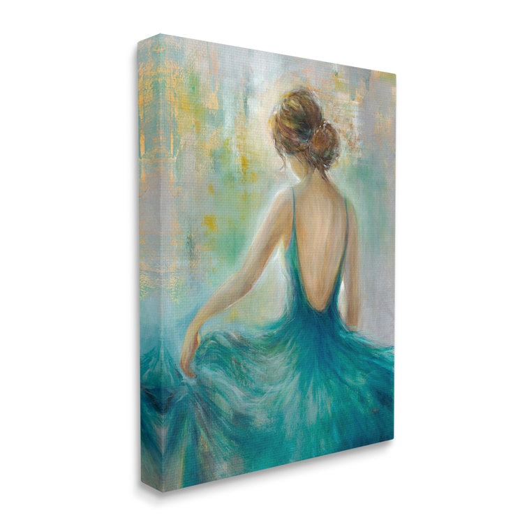 Stupell Industries Woman Green Dress Painting On Canvas by K. Nari ...