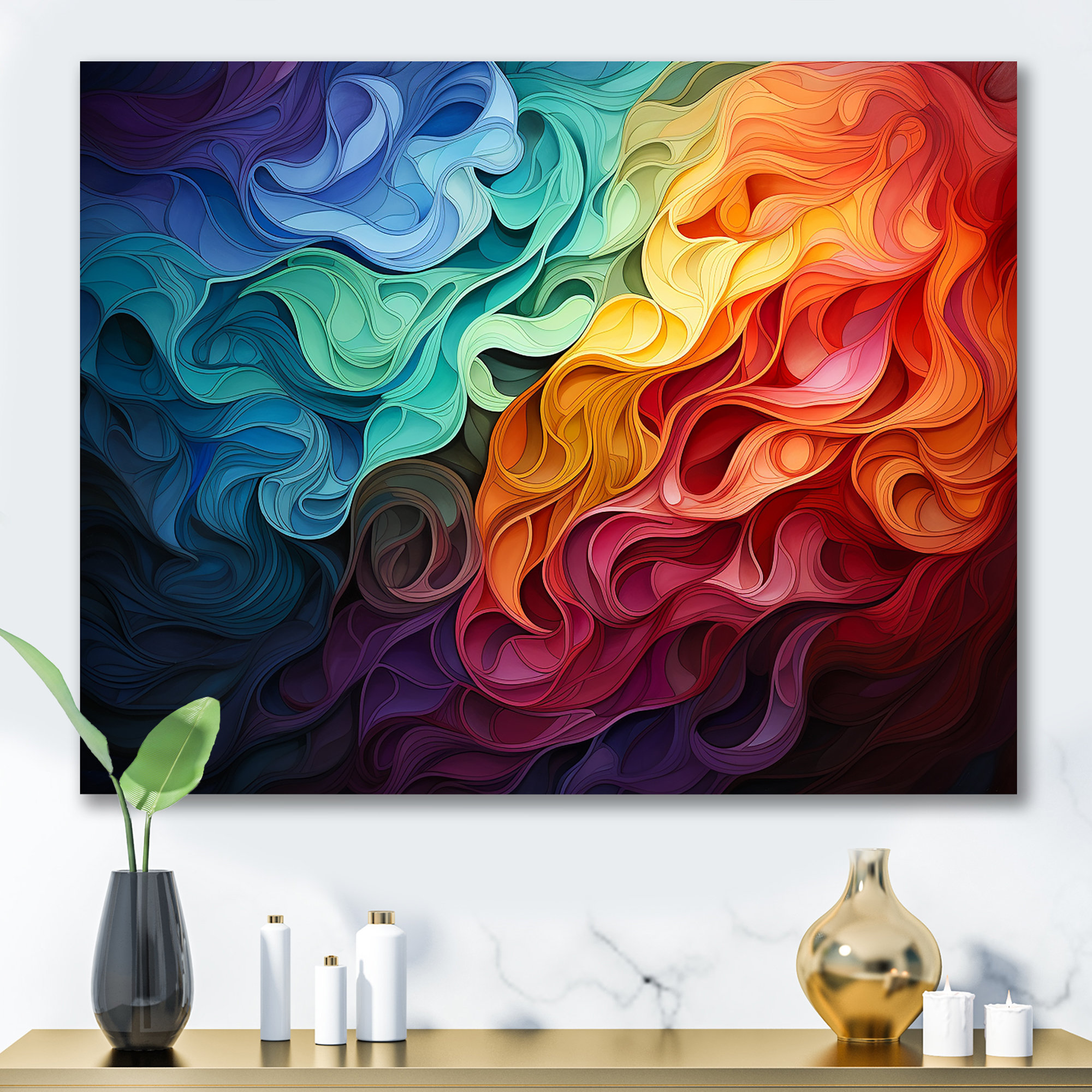 Design Art Multicolor Op Art Symmetrical Illusions I - Op Art Canvas ...