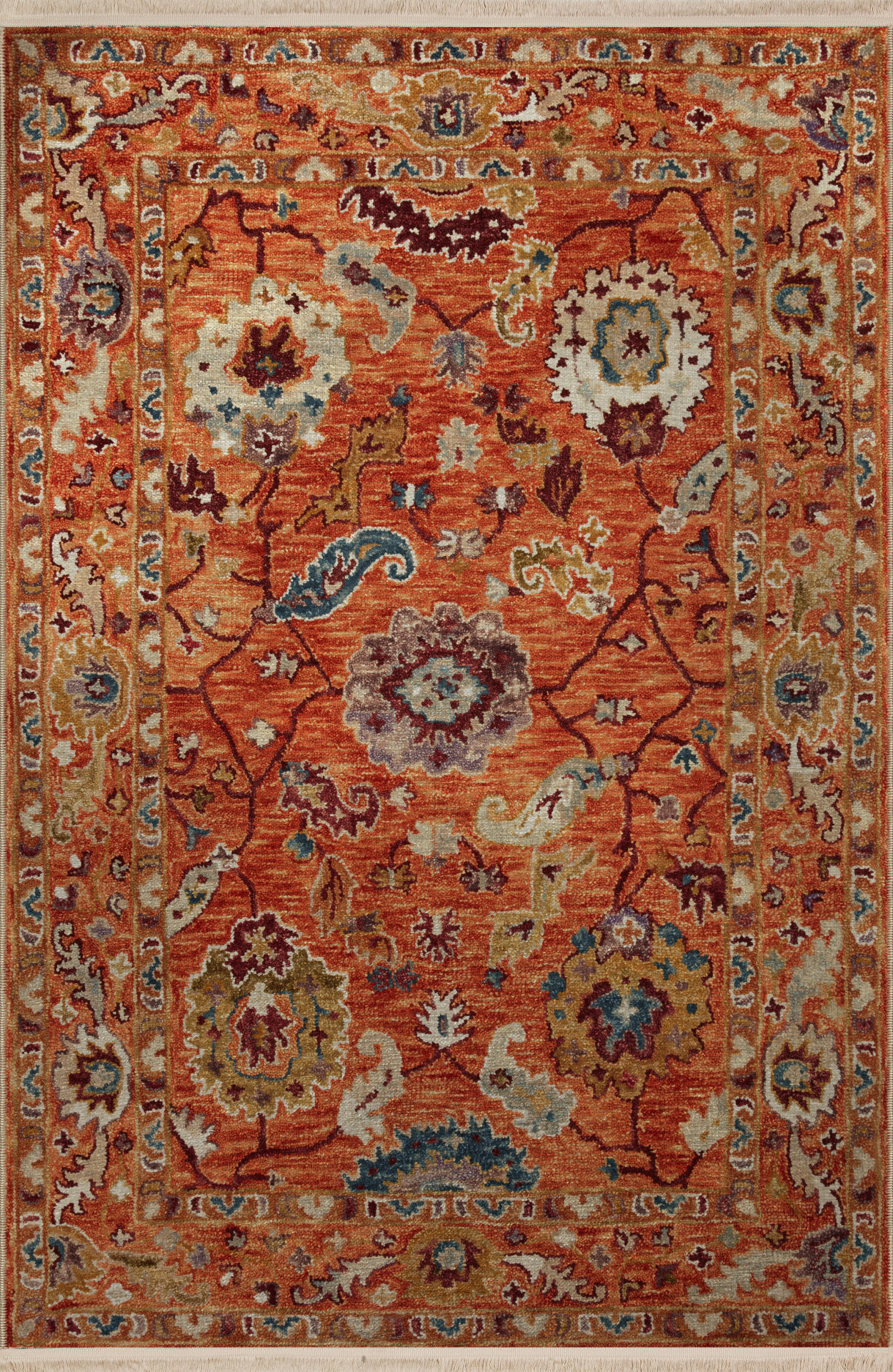 Bloomsbury Market Orange Themed Traditional Motif Ethnic Floral ...
