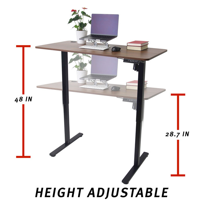 Inbox Zero Hafiza Height Adjustable Standing Desk with Built in Outlets ...