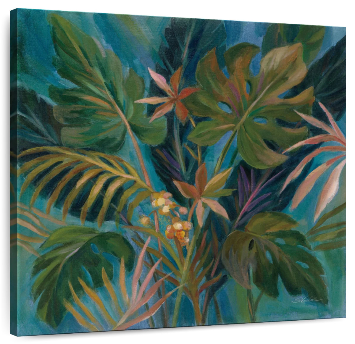 Lark Manor™ Harnek Midnight Tropical Leaves | Wayfair