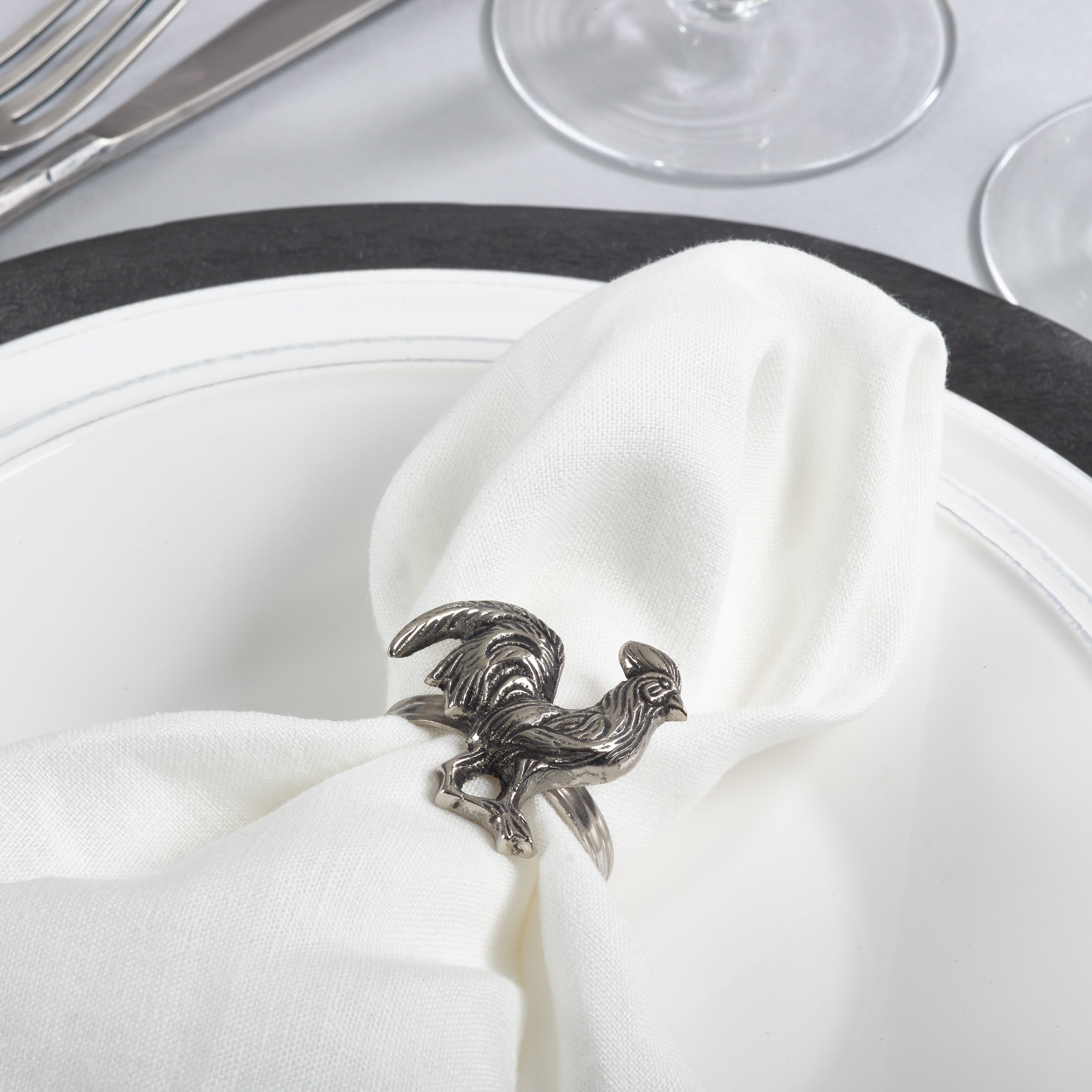 August Grove® Shay Rooster Design French Country Style Napkin Ring ...