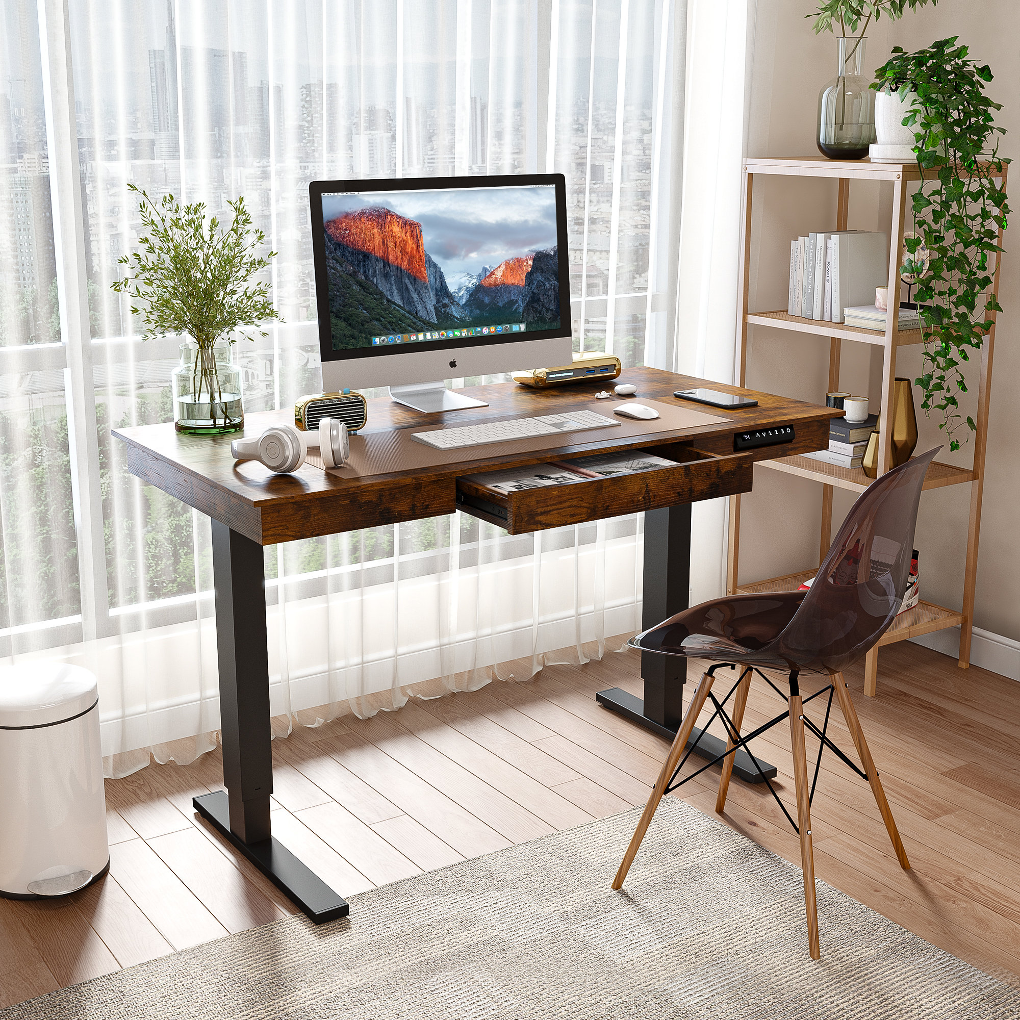 Inbox Zero Krystianna Adjustable Metal Base Standing Desk & Reviews ...
