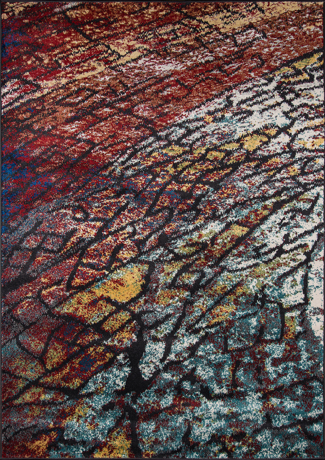 Williston Forge Khalil Abstract Red/Blue/Black Area Rug & Reviews | Wayfair