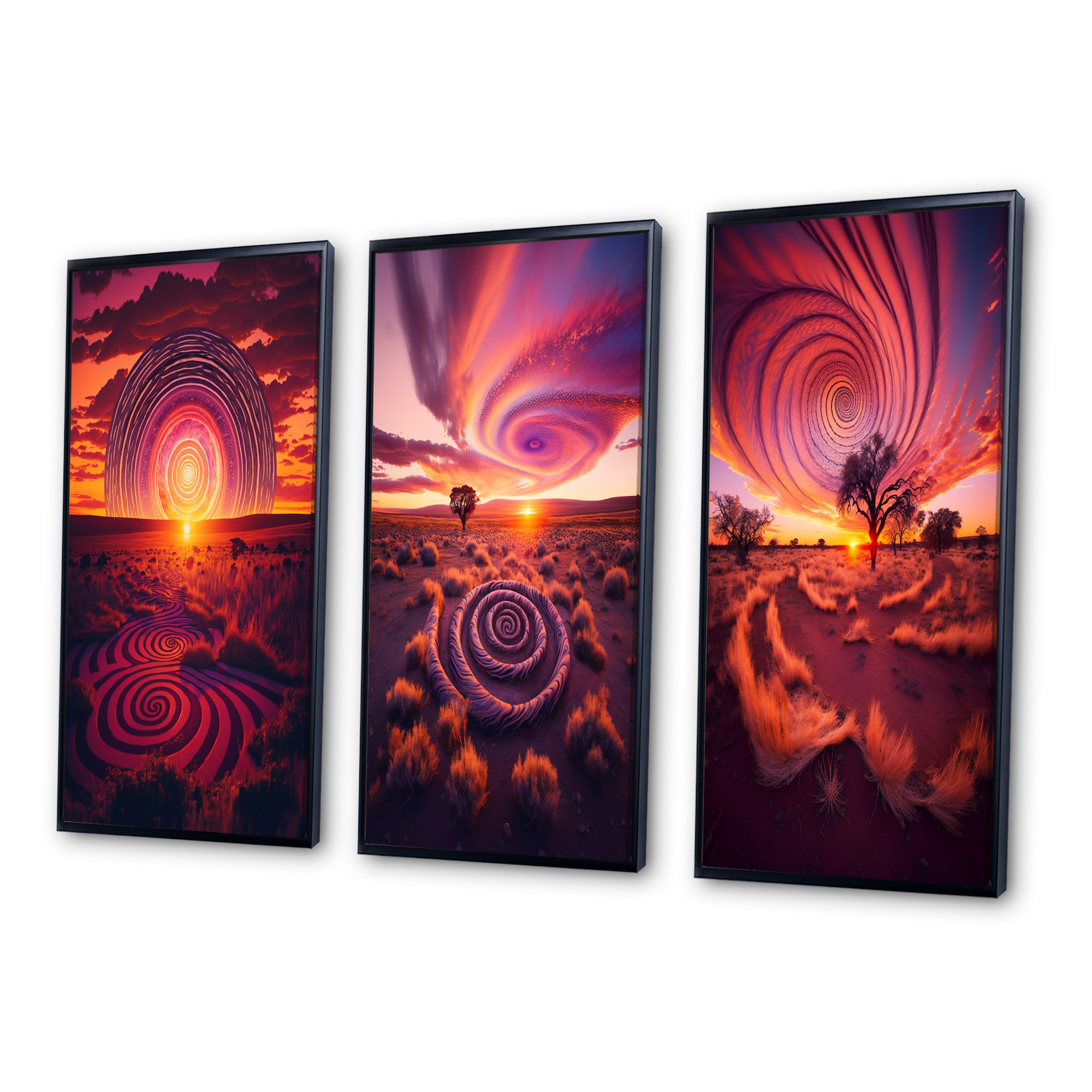 Wrought Studio Vibrant Pink Stunning Sunset Spiral Land Art I - Storms ...