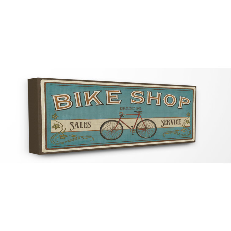 Stupell Industries " Blue Bike Shop Store Sign " by World Art Group ...