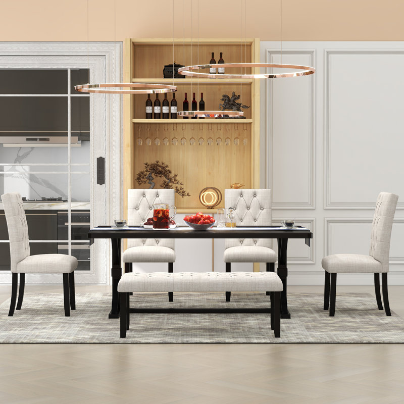 Winston Porter Invaldi 6 - Piece Trestle Dining Set & Reviews | Wayfair