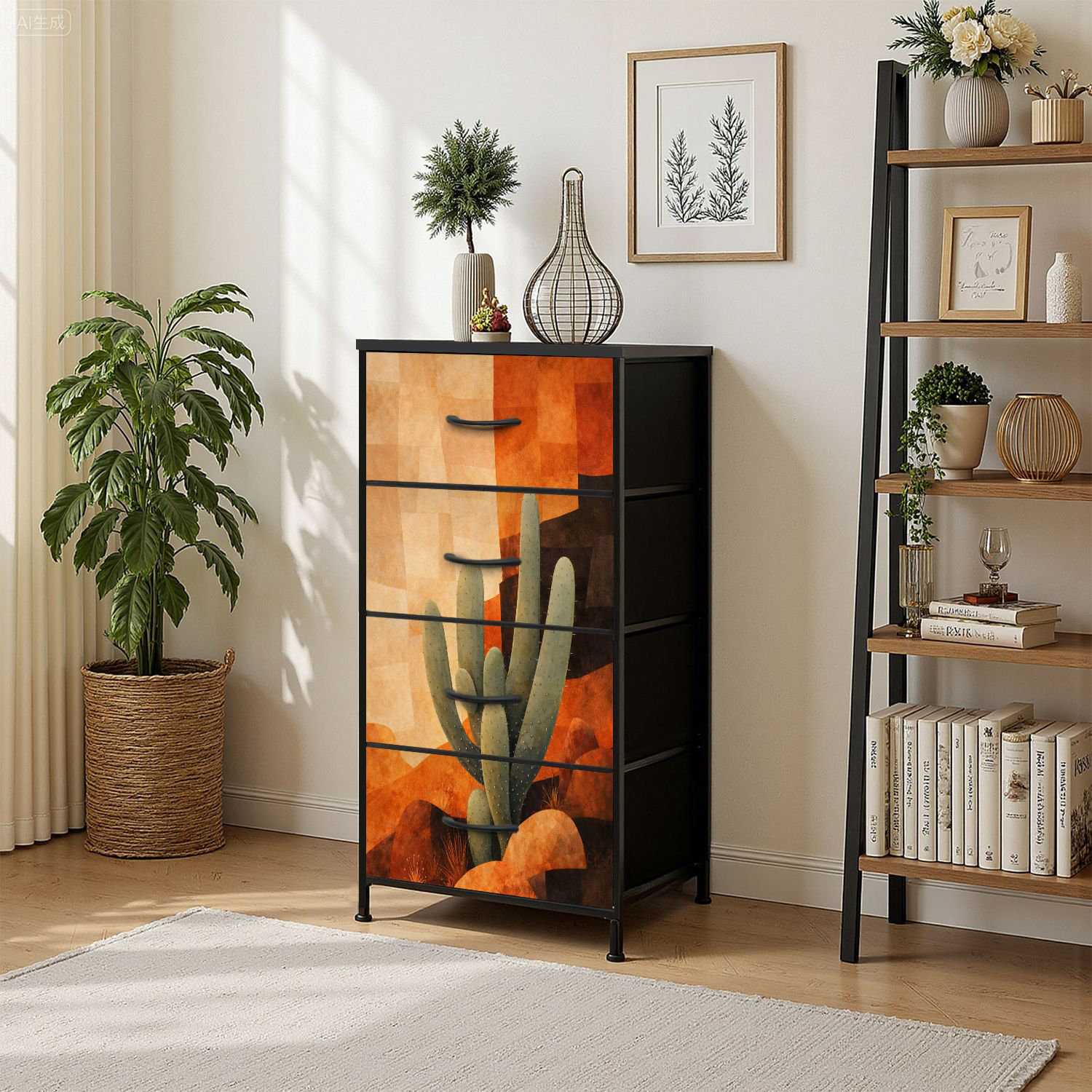 East Urban Home 4 Drawer Vertical Storage Dresser Abstract Desert ...