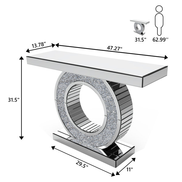 Everly Quinn Rillamas 47.27" Mirrored Glass Console Table with Crush ...