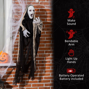 The Holiday Aisle® 60" Outdoor Halloween Decorations Hanging Ghost ...