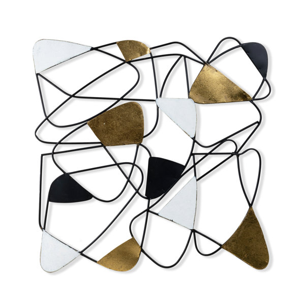 Ivy Bronx Abstract Metal Wall Decor, 27" Rustic Wall Sculpture, Home ...