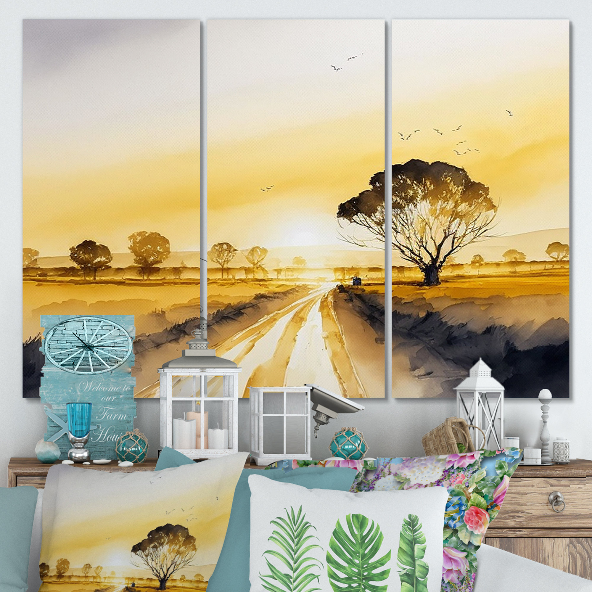 Red Barrel Studio® Golden Hour Tree In The Countryside I Golden Hour ...