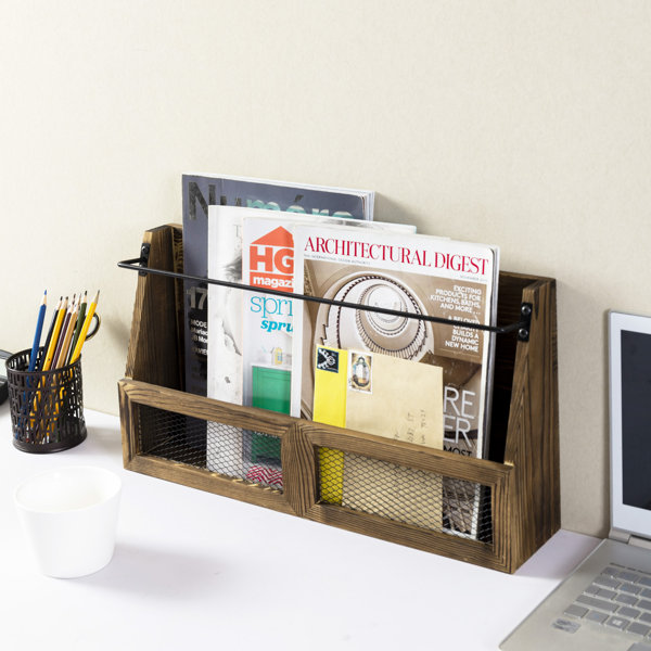 17 Stories Dilyn Solid Wood Free Standing Magazine Rack | Wayfair