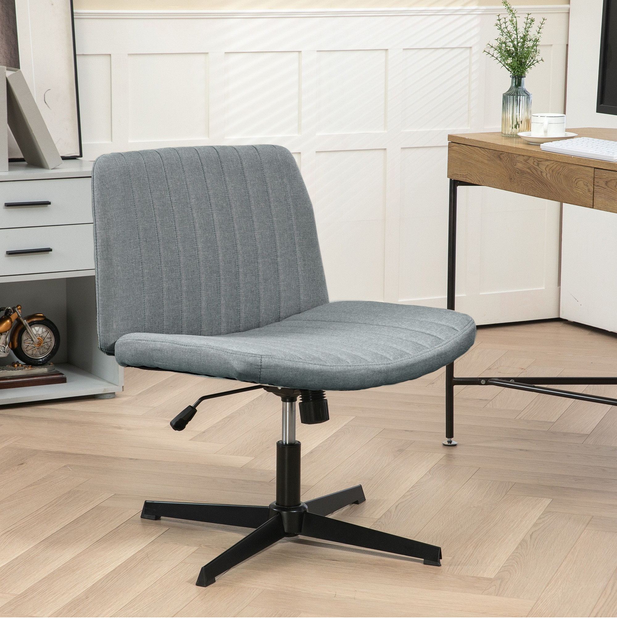 Ebern Designs Wide Office Chair, Armless Office Desk Chair, Computer ...
