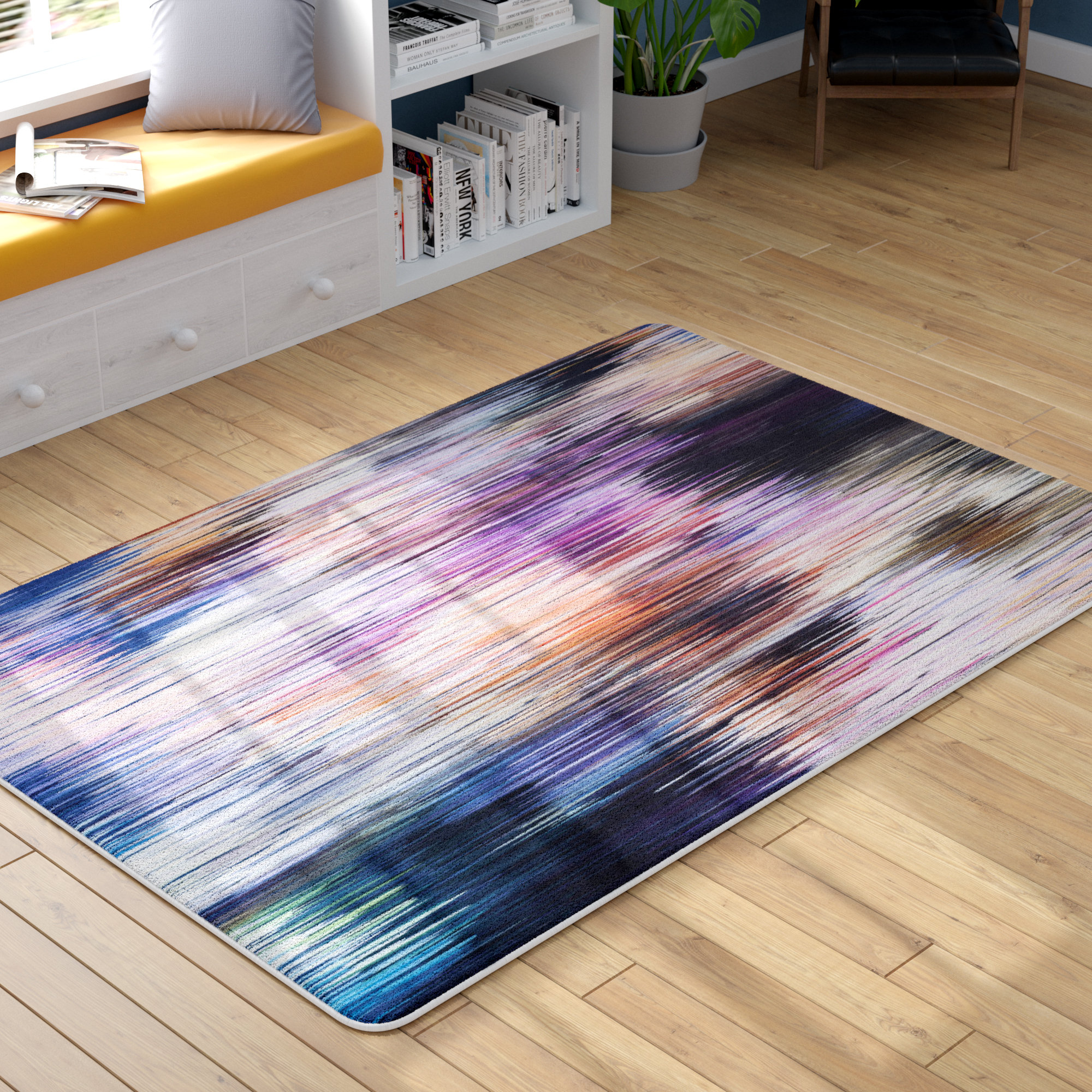 Wrought Studio Chartreuse Abstract Purple/Dark Blue Area Rug & Reviews ...